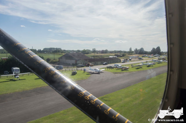 RAF Riccall, chasing our shadow, the cockpit view and back towards ...