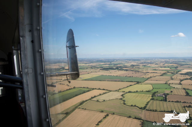 RAF Riccall, chasing our shadow, the cockpit view and back towards ...