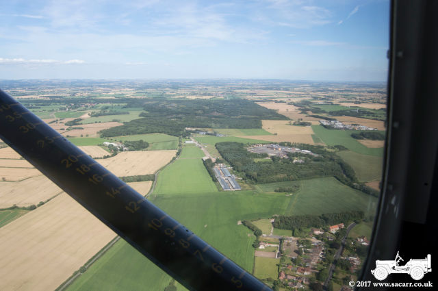 RAF Riccall, chasing our shadow, the cockpit view and back towards ...