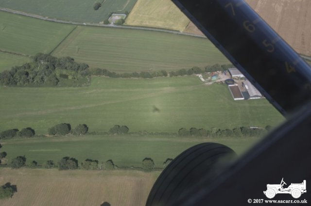RAF Riccall, chasing our shadow, the cockpit view and back towards ...